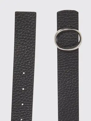 Orciani Adjustable Hammered Leather Belt With Interlocking Buckle - Dark