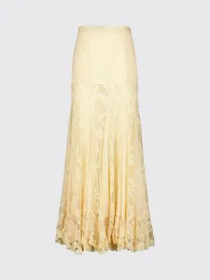 Zimmermann High-waisted Silk Crêpe Long Skirt With Lace Inserts - Beige