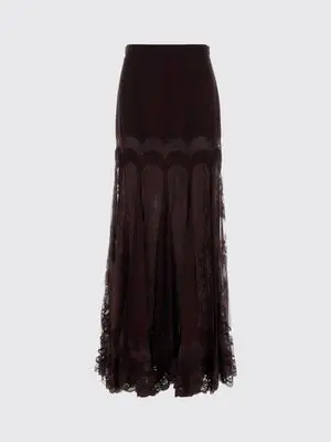 Zimmermann High-waisted Silk Crêpe Long Skirt With Lace Inserts - Brown