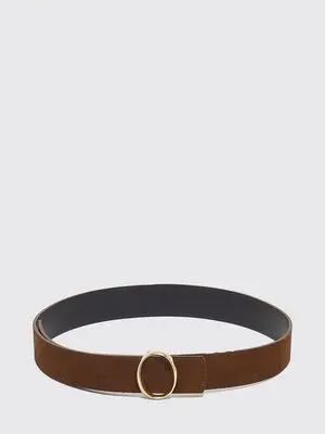 Orciani Reversible Smooth And Suede Leather Belt With Interlocking Buckle Tobacco