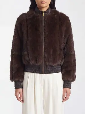 Zimmermann High Neck Jacket In Faux Fur With Zip Closure And Slit Pockets
