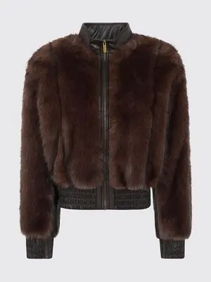 Zimmermann High Neck Jacket In Faux Fur With Zip Closure And Slit Pockets