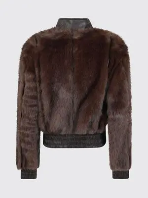 Zimmermann High Neck Jacket In Faux Fur With Zip Closure And Slit Pockets