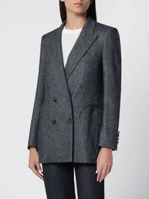 BLAZÉ MILANO Double-breasted Peak Lapel Wool-blend Blazer