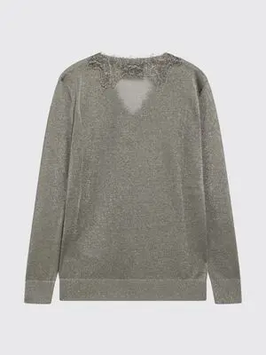 Valentino Garavani Lurex And Viscose Blend Jumper With Lace Inserts - Gold