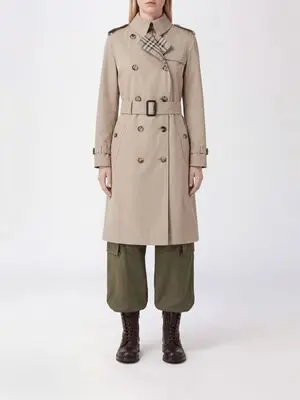 Burberry Long Double-breasted Cotton Trench Coat With Check Lining
