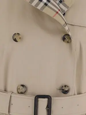 Burberry Long Double-breasted Cotton Trench Coat With Check Lining