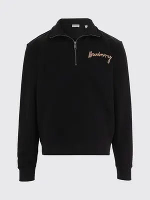 Burberry Zip-neck Cotton Turtleneck Jumper With Contrasting Logo