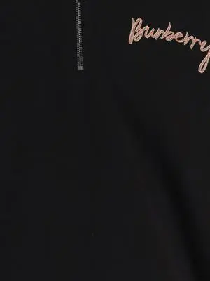 Burberry Zip-neck Cotton Turtleneck Jumper With Contrasting Logo