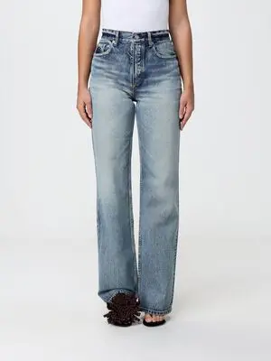Alaïa High-waisted Straight Fit Jeans In Cotton Denim