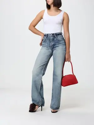 Alaïa High-waisted Straight Fit Jeans In Cotton Denim