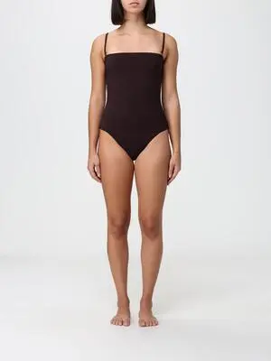 Alaïa One-piece Swimsuit In Polyamide With Straight Neckline - Brown