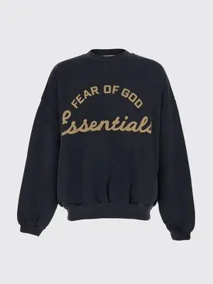 Fear Of God Crewneck Cotton Jumper With Logo And Dropped Shoulders - Black
