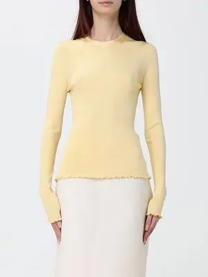 Alaïa Slim Fit Ribbed Silk Crewneck Jumper With Long Sleeves - Yellow