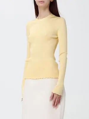 Alaïa Slim Fit Ribbed Silk Crewneck Jumper With Long Sleeves - Yellow