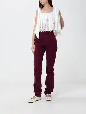 Chloé Cropped Top In Broderie Anglaise With A Square Neckline And Wavy Hem - White