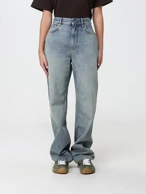 Loewe High-waisted Wide-leg Jeans In Cotton Denim With Monogram