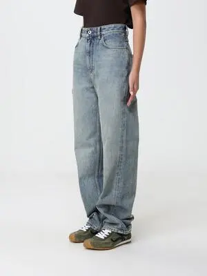Loewe High-waisted Wide-leg Jeans In Cotton Denim With Monogram