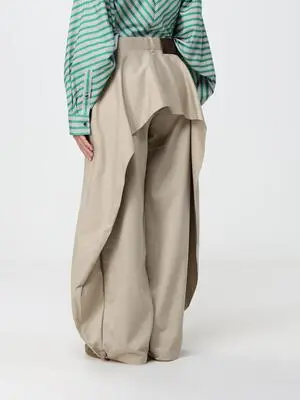 Loewe High-waisted Draped Wide-leg Trousers In Silk And Cotton - Beige