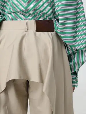 Loewe High-waisted Draped Wide-leg Trousers In Silk And Cotton - Beige
