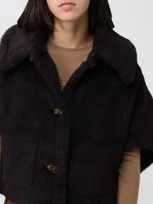 Max Mara Alpaca And Wool Teddy Jacket On Silk Base With Kimono Sleeves - Brown