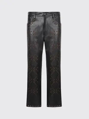 Marni Straight-fit Sheepskin Leather Trousers With Diamond Embroidery And Studs
