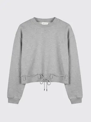 Dries Van Noten Cotton Crew-neck Jumper With Dropped Shoulders And Tie-waist Belt - Grey
