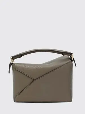 Loewe Puzzle Mini Handbag In Grained Calfskin With Shoulder Strap - Grey