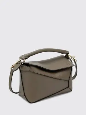 Loewe Puzzle Mini Handbag In Grained Calfskin With Shoulder Strap - Grey