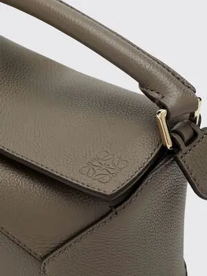 Loewe Puzzle Mini Handbag In Grained Calfskin With Shoulder Strap - Grey