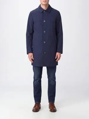 RRD Single-breasted Knee-length Trench Coat In Technical Fabric - Blue