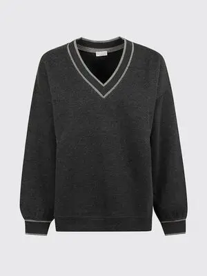 Brunello Cucinelli V-neck Cotton-blend Jumper With Monili Detail