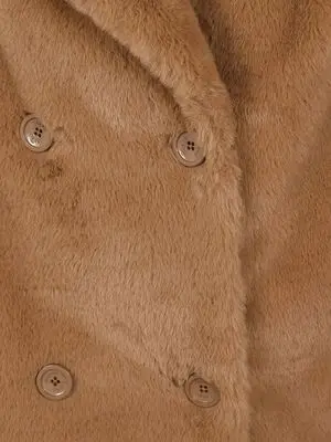 Herno Double-breasted Short Faux Fur Coat With Classic Collar - Brown