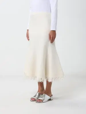 Bottega Veneta Flared Wool-knit Midi Skirt With Fringed Hem