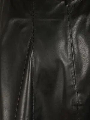 ARMA Flared Midi Skirt In Smooth Lambskin Leather With High Waist And Back Zip - Black