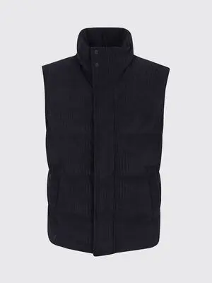 Herno Quilted Velvet Padded Gilet With High Neck - Blue