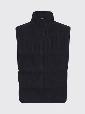 Herno Quilted Velvet Padded Gilet With High Neck - Blue