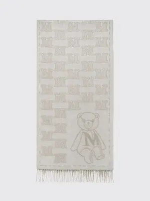 Max Mara Charme Cashmere Stole With Jacquard Monogram And Fringed Hem - Beige
