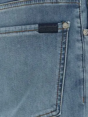7 For All Mankind Mid-rise Slim-fit Skinny Jeans In Cotton Denim - Gnawed Blue