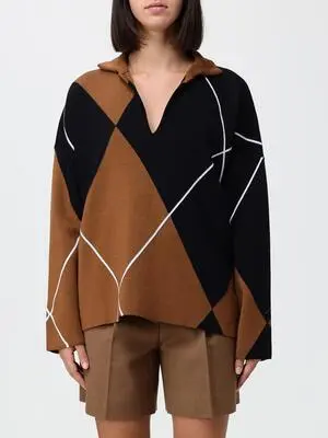 Max Mara Oversized Argyle Wool Polo Jumper With V-neck And Dropped Shoulders