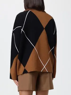 Max Mara Oversized Argyle Wool Polo Jumper With V-neck And Dropped Shoulders
