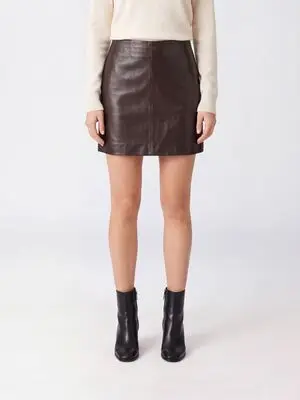 ARMA Slim Fit Pencil Mini Skirt In Smooth Lambskin Leather With Side Zip