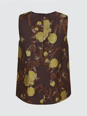 La DoubleJ Sleeveless Floral Silk-blend Crewneck Blouse - Brown