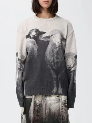 Moschino Relaxed Fit Graphic Print Jumper In A Wool And Silk Blend