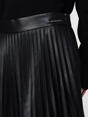 Karl Lagerfeld High-waisted Asymmetrical Pleated Midi Skirt In Faux Leather