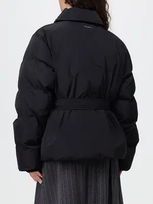 Karl Lagerfeld Cropped Biker Puffer Jacket In Recycled Polyester With Belt