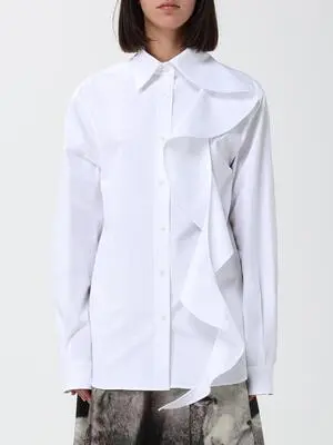Moschino Cotton Poplin Shirt With Rouche Appliqués