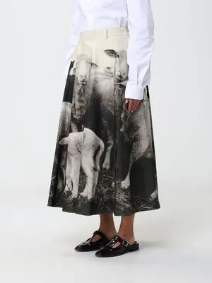 Moschino Graphic Print A-line Cotton Midi Skirt With Asymmetrical Hem