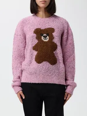 Moschino Virgin Wool Crewneck Jumper With Teddy Bear Print - Pink