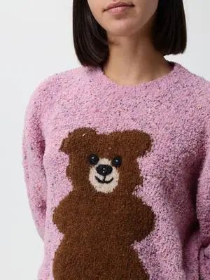 Moschino Virgin Wool Crewneck Jumper With Teddy Bear Print - Pink